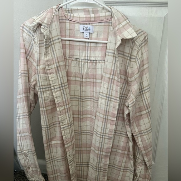 Tops | Beige And Light Pink Flannel | Poshmark